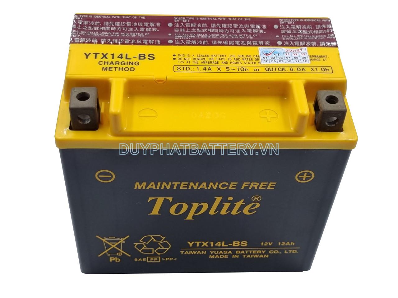 Bình ắc quy TOPLITE YTX14L-BS 12V 12AH CCA 200A