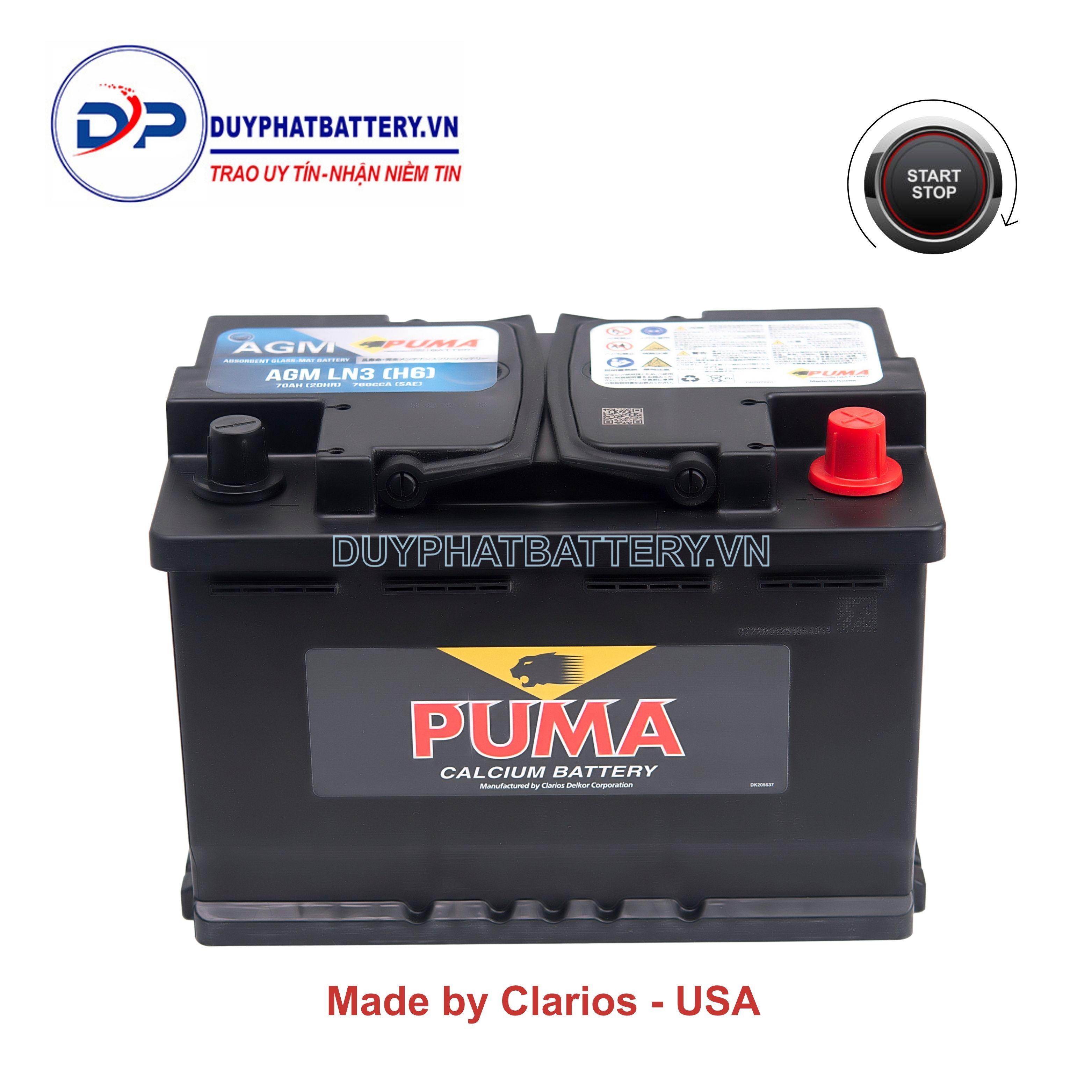 Bình ắc quy Puma AGM LN3 (H6) 12V 70Ah