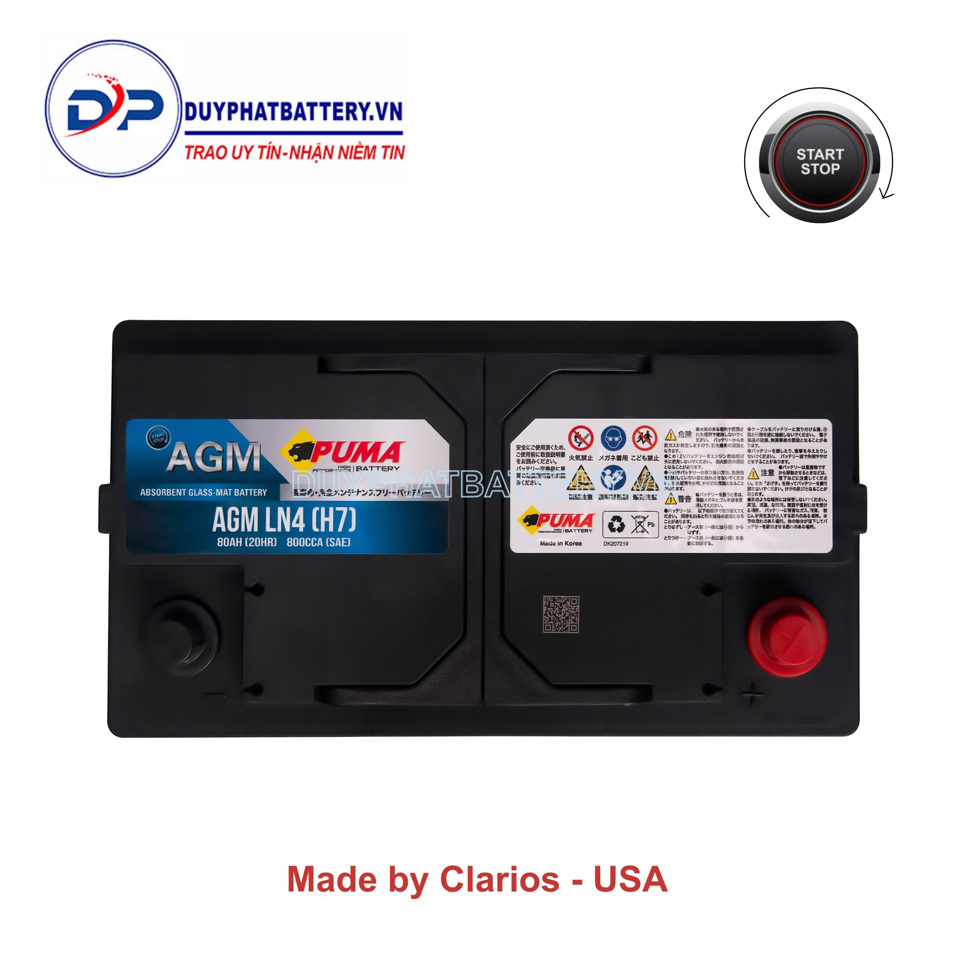 Bình ắc quy Puma AGM LN4 (H7) 12V 80Ah