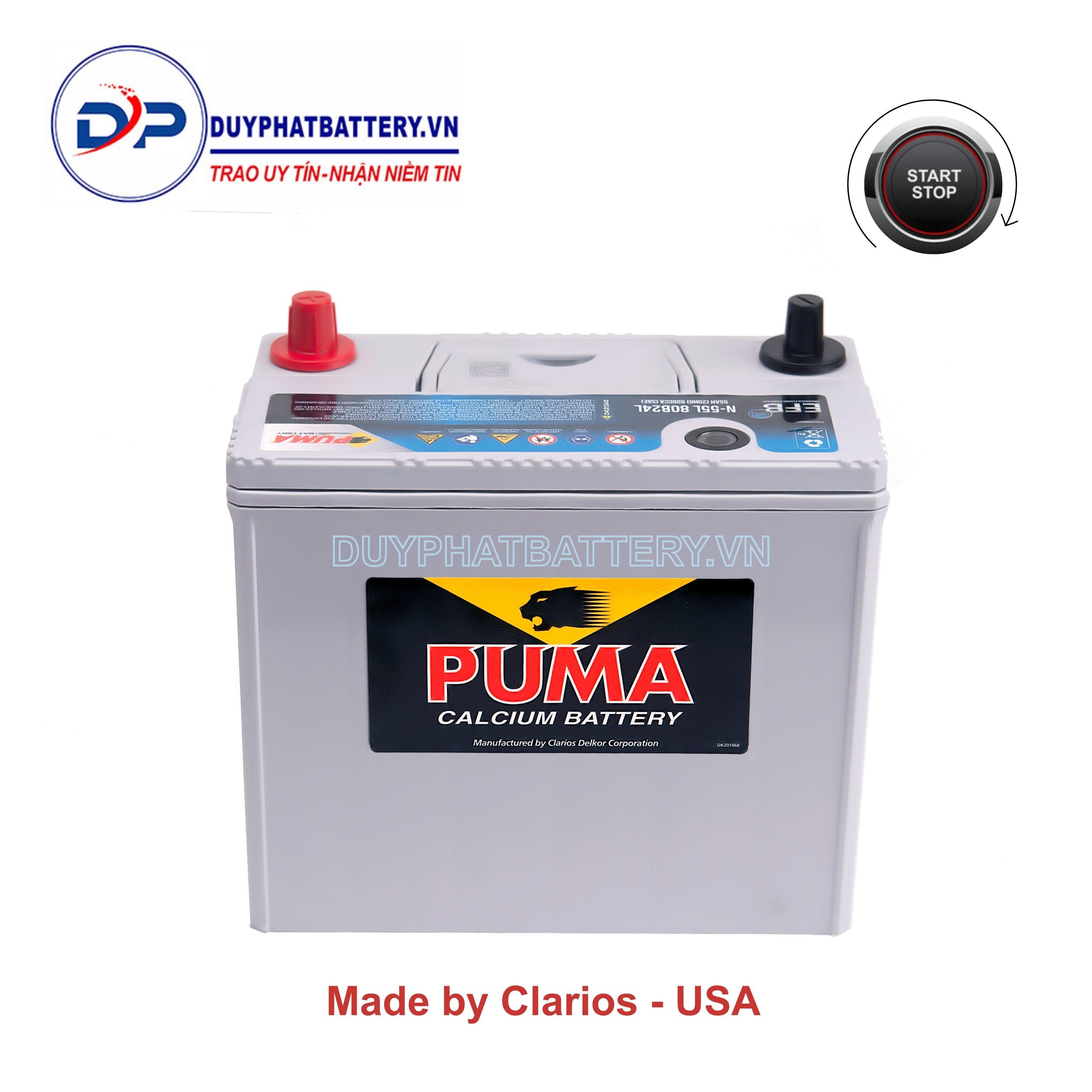 Bình ắc quy Puma EFB N-55L 80B24L 12V 55Ah