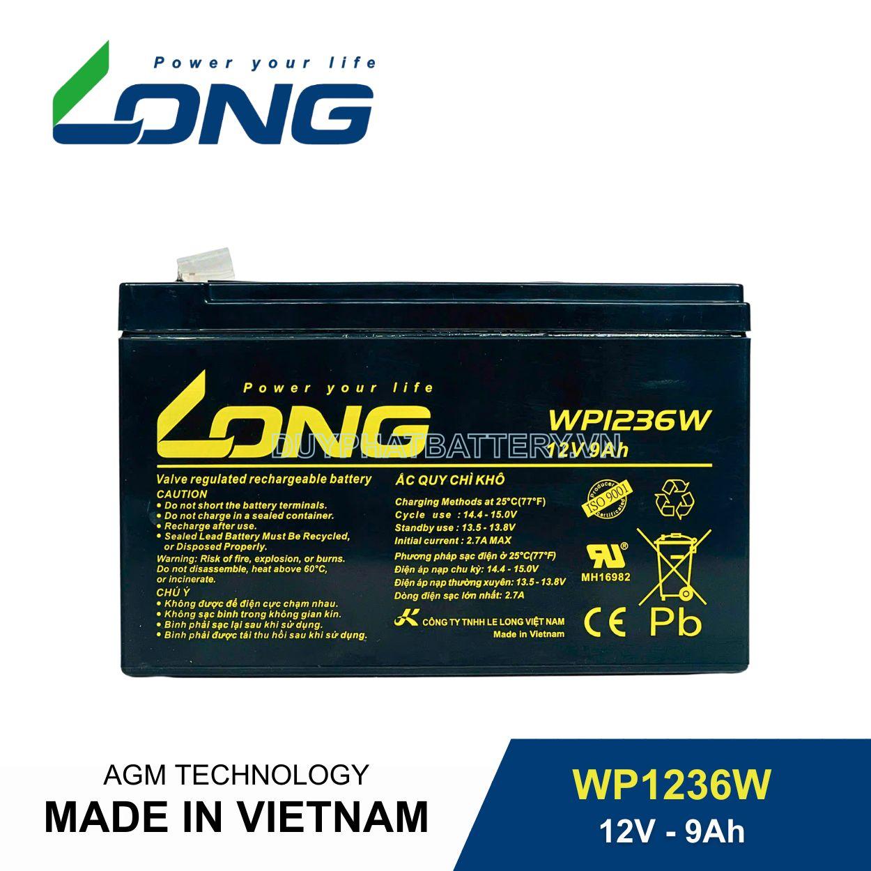 Bình ắc quy LONG WP1236W 12V 9AH