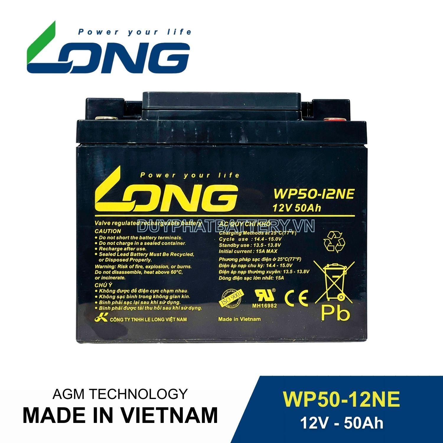 Bình ắc quy LONG WP50-12NE, F8-M6 12V 50AH