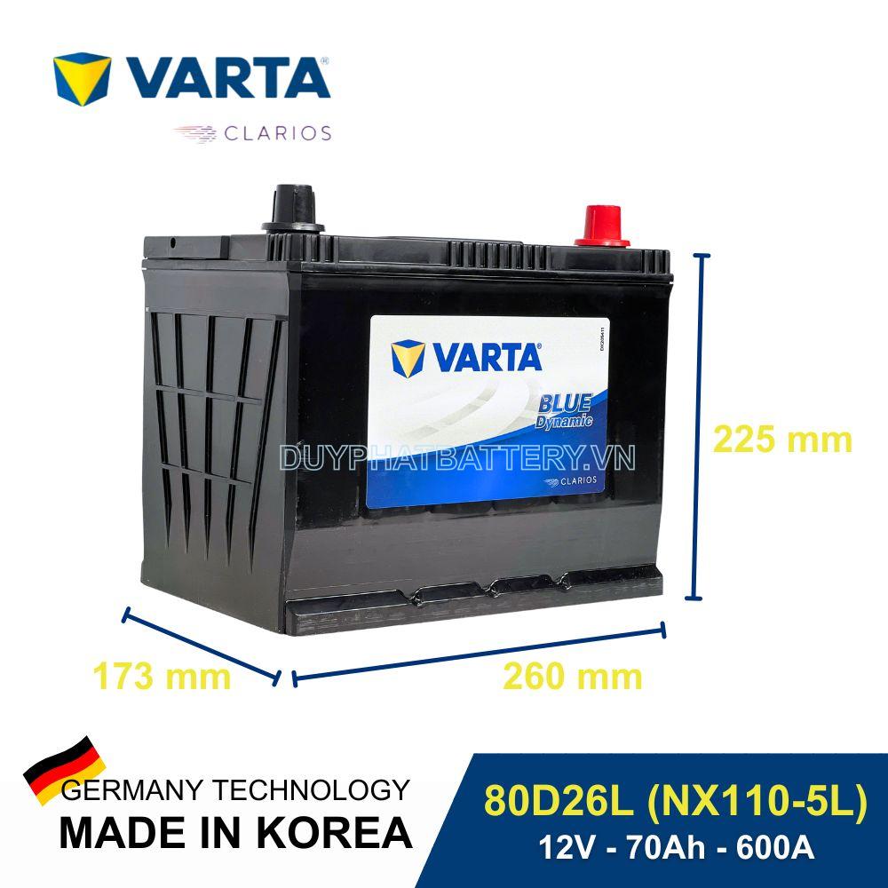 Đơn vị phân phối ắc quy Varta 80D26L 12V-70Ah CCA 600