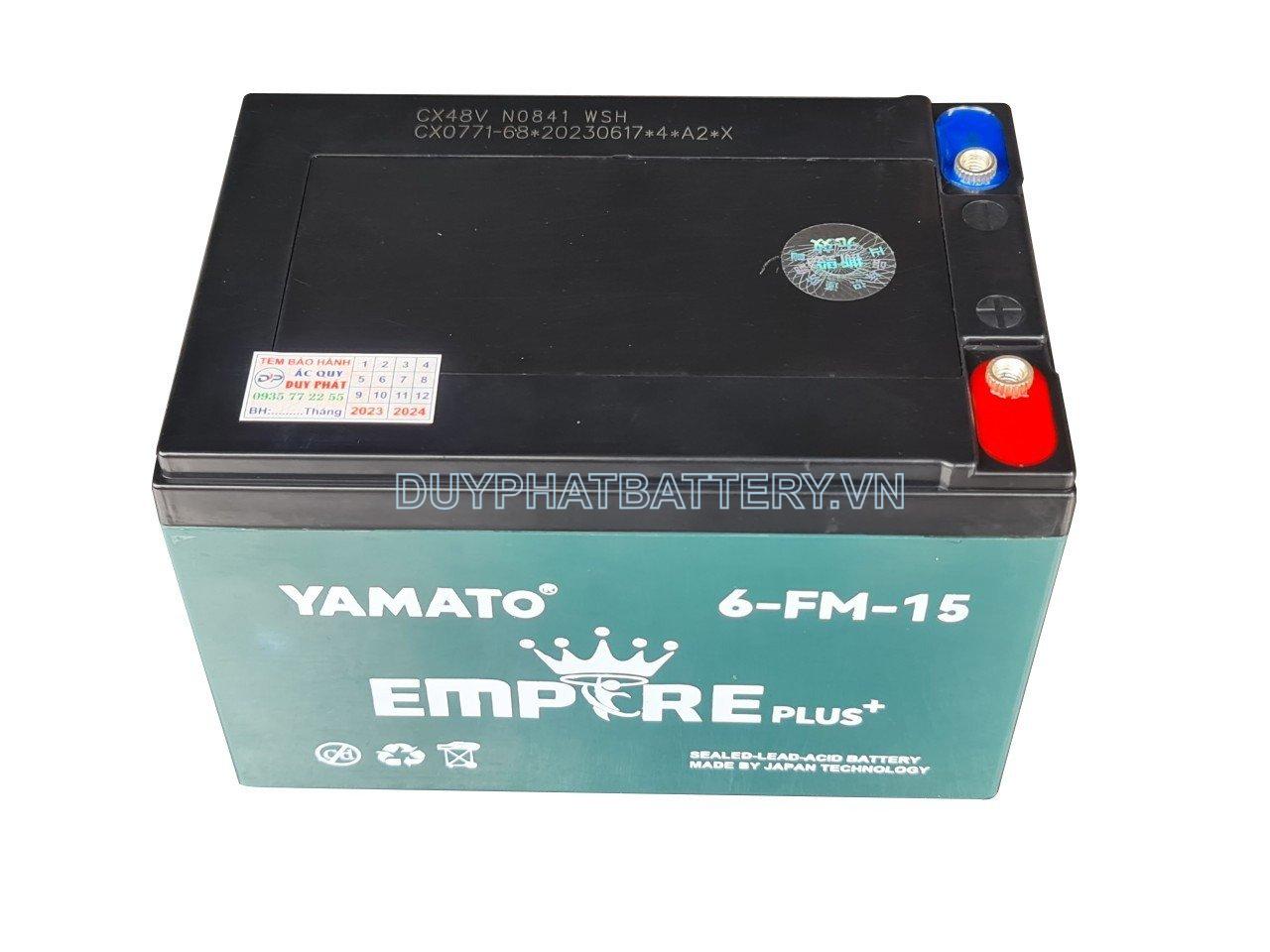 Bình ắc quy xe đạp điện YAMATO 6-FM-15 12V 15Ah